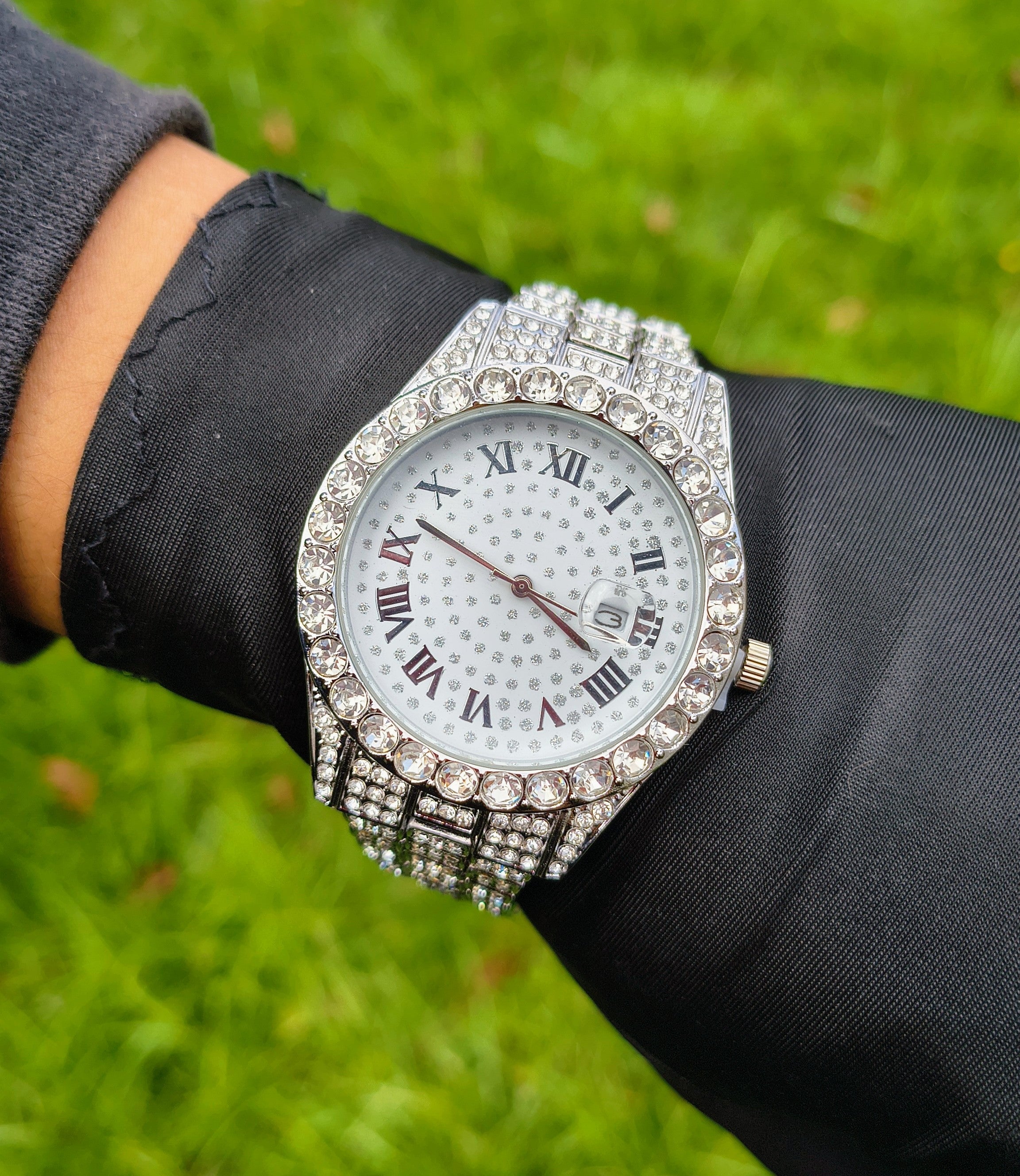 Reloj Cubano Plateado Blanco – Golden Hour Colombia